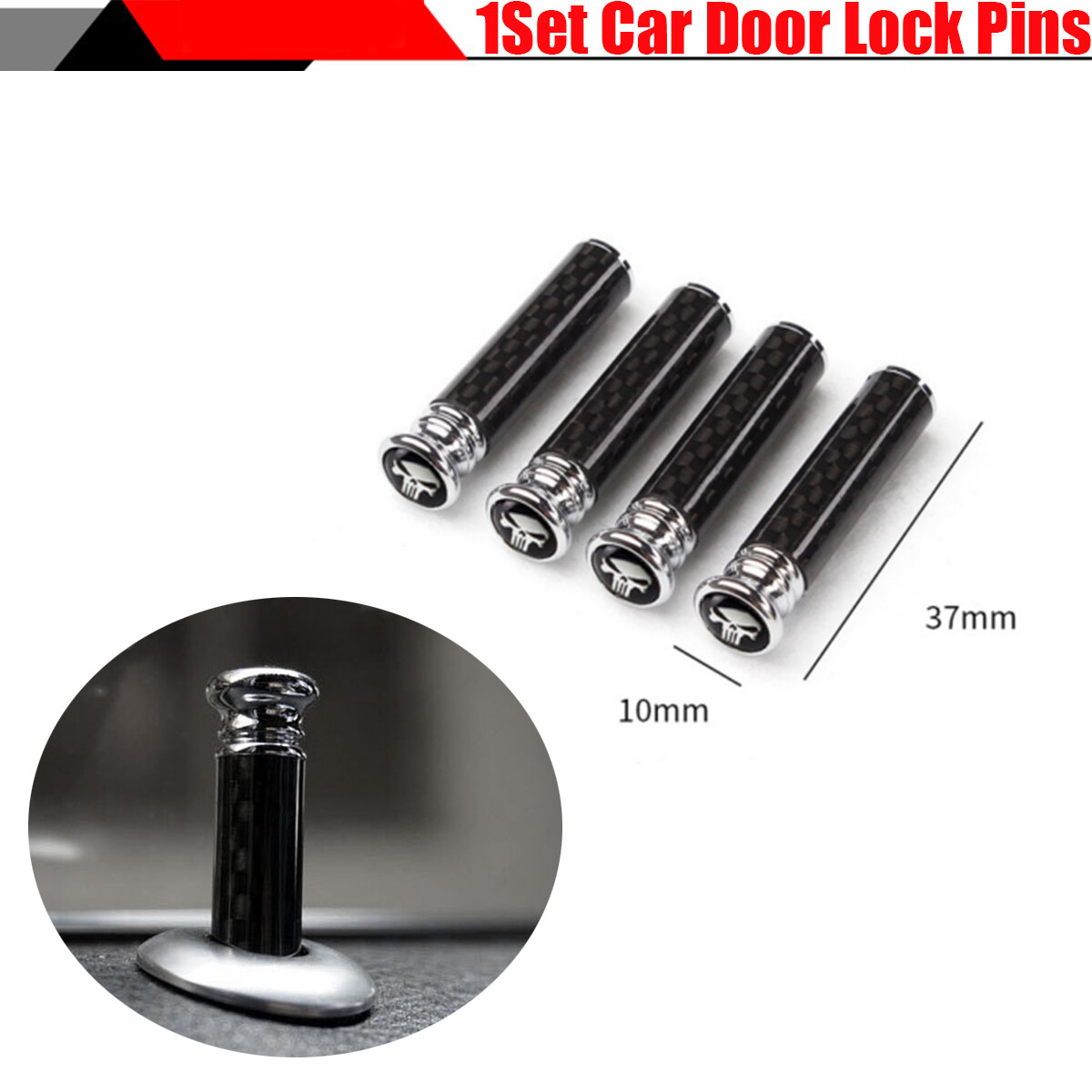 1 Set Carbon Fibre + Metal Door Lock Knob Pins Cover For Auto/Car/Truck ...
