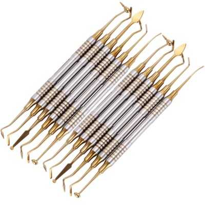 12PCS Dental Composite Filling Instrument Gold Titanium Coated ...
