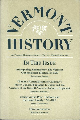 VERMONT HISTORY (VT Historical Society Journal/Magazine) Winter/Spring ...