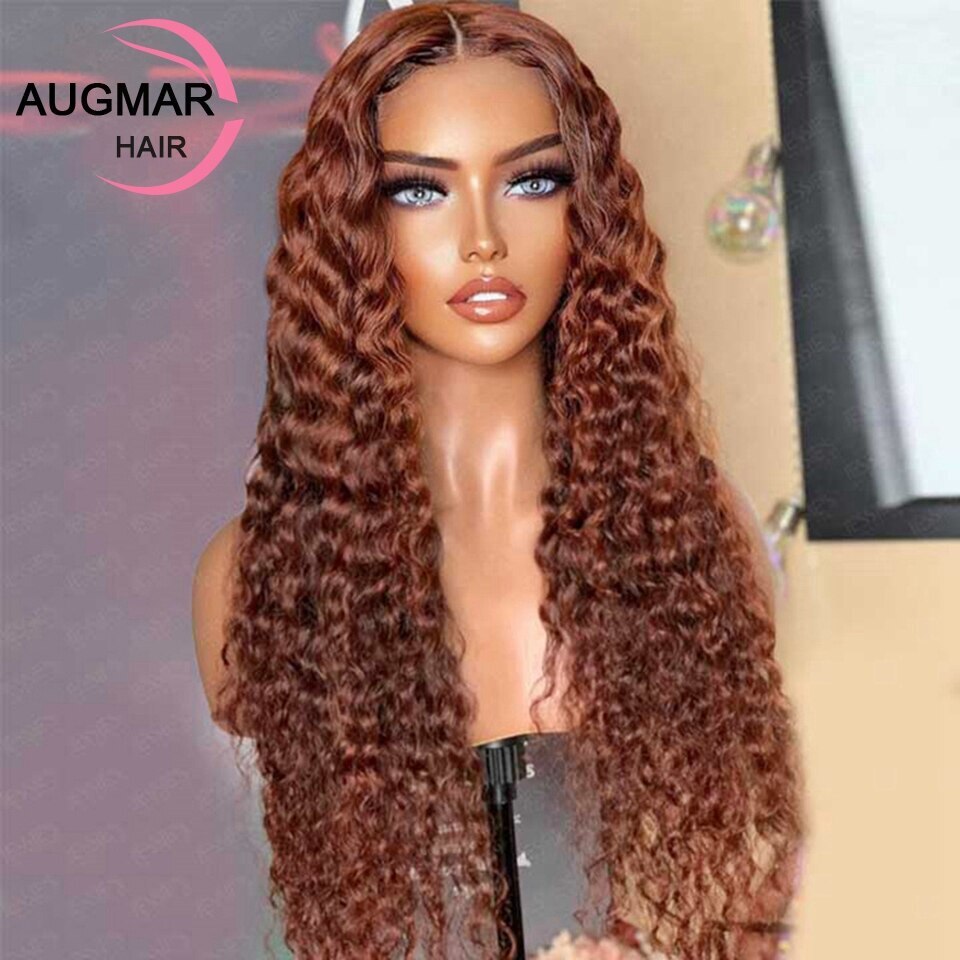 13x6 Water Wave HD Transparent Lace Front Wig Glueless Brown Human Hair ...