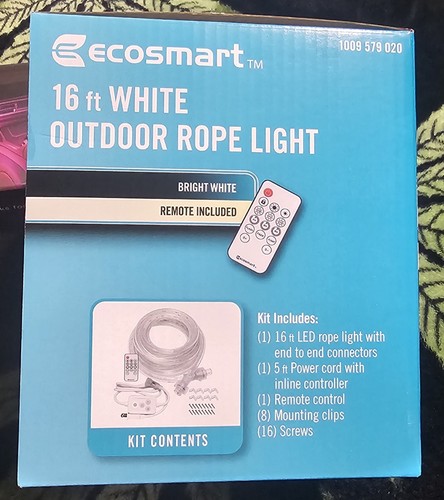EcoSmart LED Dimmable Linkable Outdoor Rope Light w/ Remote Bright ...