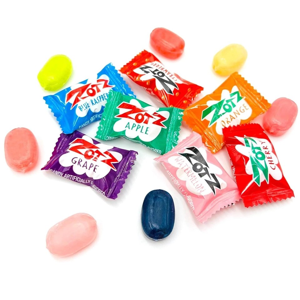Zotz Fizzy Sour Candy, 7 Assorted Fruit Flavors Bulk Retro Hard Candy ...
