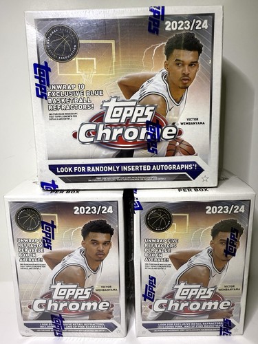 2023-24 Topps Chrome NBA 3 Box LOT - 1 MEGA Box, 2 Blaster boxes (106 ...