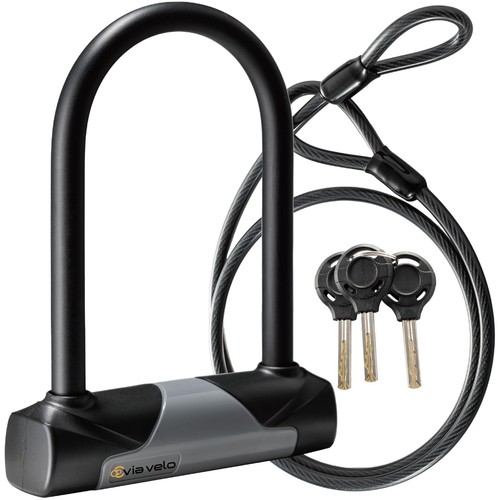 Bike U-Lock with Cable, Heavy Duty Anti-Theft Bicycle U Locks with 8mm ...