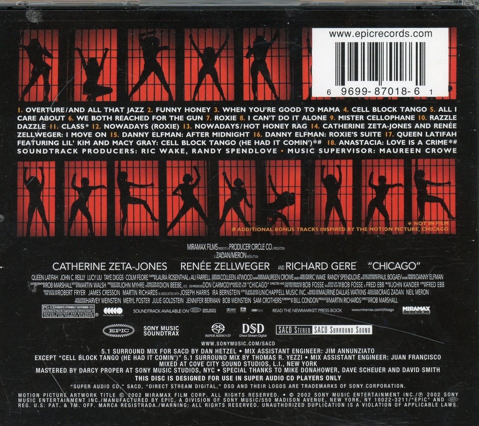 Chicago - Motion Picture Soundtrack 5.1 Surround Sound SACD - excellent ...
