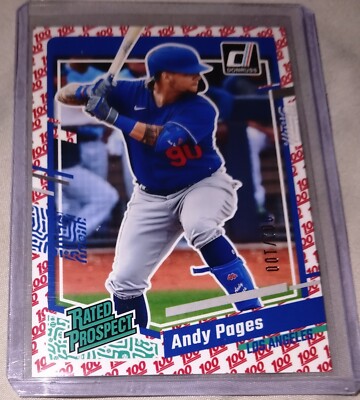 Andy Pages 2023 Donruss Rated Prospect Emoji 100 Parallel Card #002/100 ...