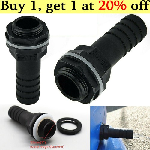 Water Butt Tank Overflow Connector 1in + Washer & Nut Fits 1in Overflow ...
