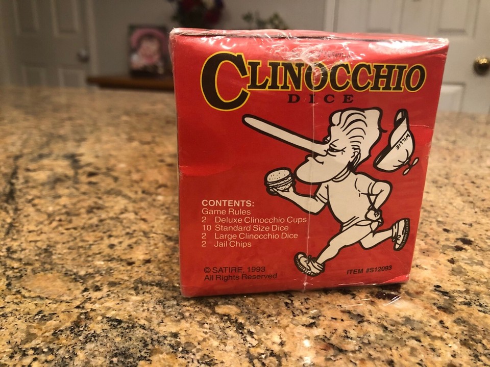 RARE Clinocchio Dice Game New In Wrapper Bill Clinton Hillary Clinton ...