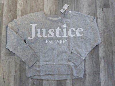 NWT Girls Justice Gray Logo Sweatshirt Size 10 (100) | eBay