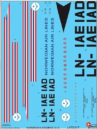 Lima November Decals DNL Norwegian Airlines Douglas DC-4 decals 1/72 ...