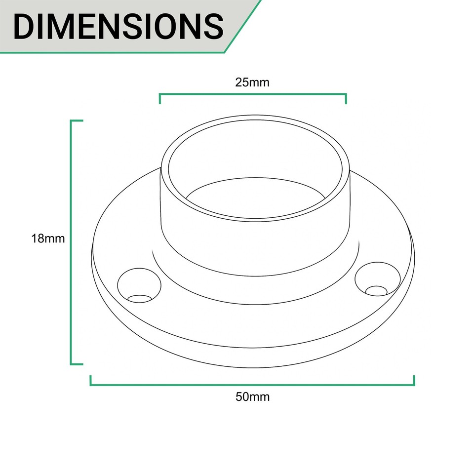 White Wardrobe Hanging Rail Pole 25mm Tube Dress Cloth End Sockets ...
