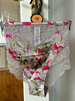 BNWT M&S Rosie @ Autograph silver silk & lace high waisted brazilian ...