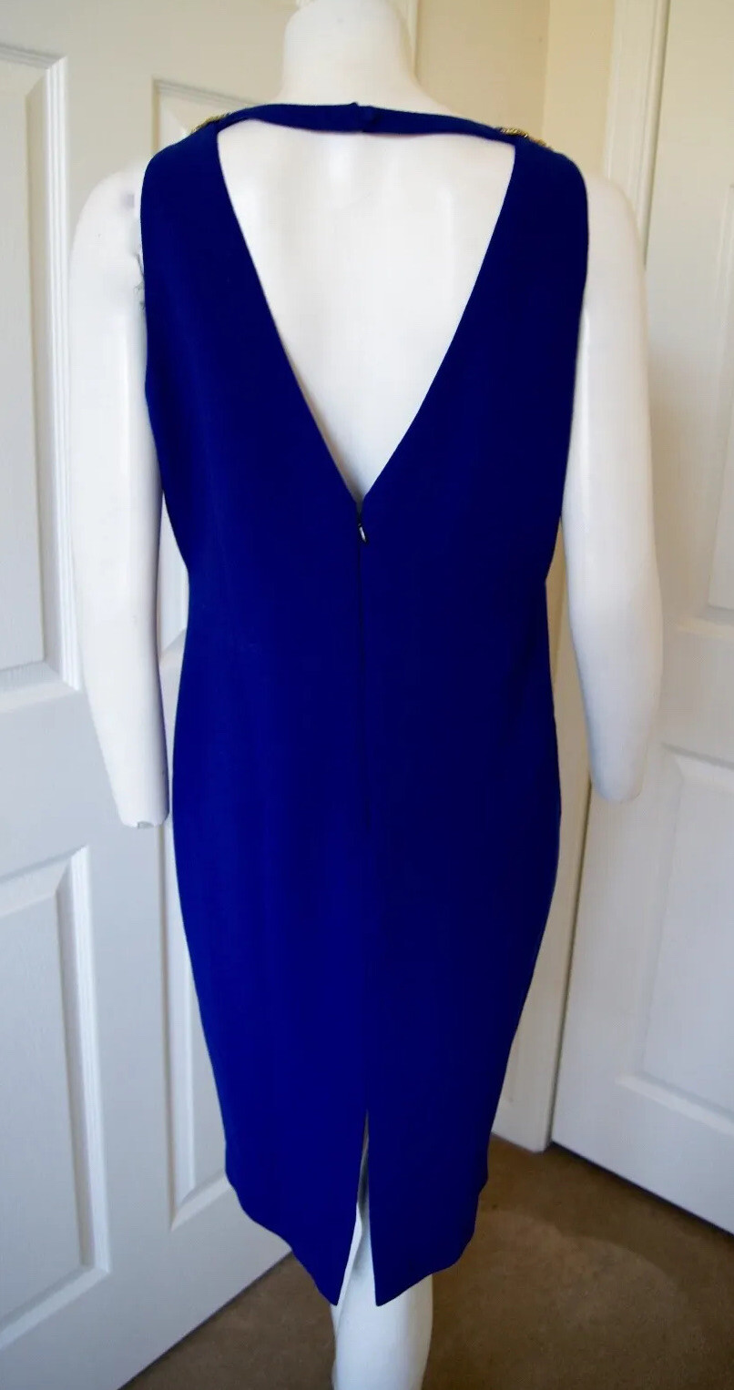 Azadeh Couture Royal Blue Crystal Neckline Open Back Formal Dress Sz 10 ...