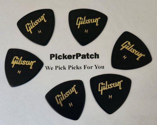 GIBSON HEAVY BLACK 346 Wedge SHAPE Guitar Picks 6 Picks #29 | eBay