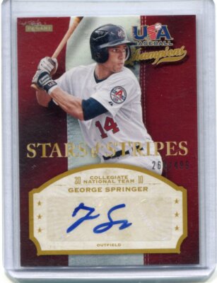 2013 Panini Stars & Stripes - GEORGE SPRINGER - Autograph Rookie - USA ...
