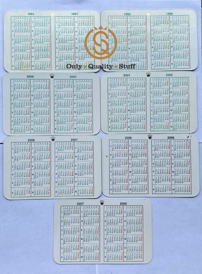 Rolex Calendar Calendar 90s 2000s Datejust, Sub, GMT, Daytona Original ...