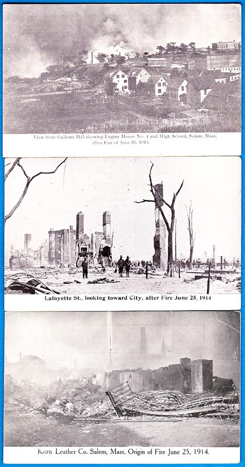 (3) SALEM MA FIRE JUNE 25, 1914 B&W ANTIQUE POSTCARD LOT | eBay