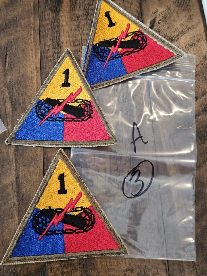 WWII US Army 1st Armor Tank Division Cut Edge Patch Set x3 a L@@K!!! | eBay