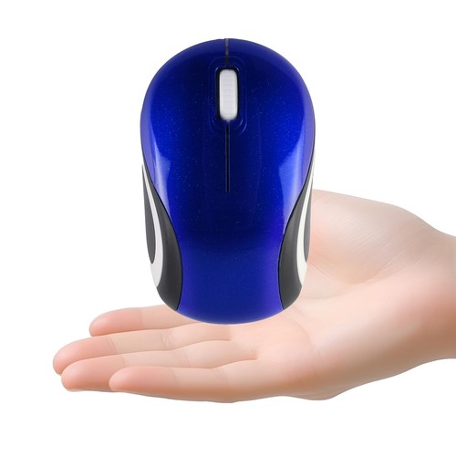 Blue Mini Small Wireless Mouse Travel Optical Portable Cordless Mice ...