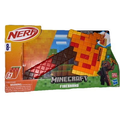 Minecraft Dungeons Nerf Gun Firebrand Dart Blasting Axe & 6 Nerf Darts ...