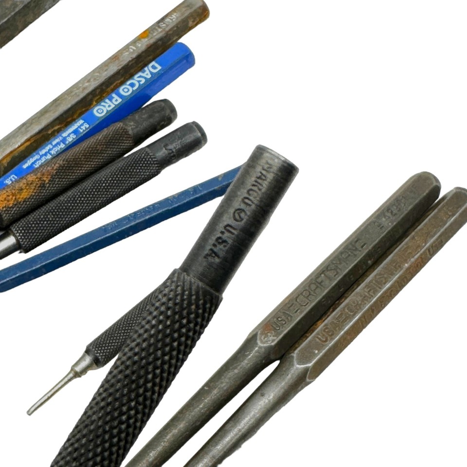10 Pcs Craftsman, Proto, Armstrong, Dasco, Starrett, Assorted Punch ...