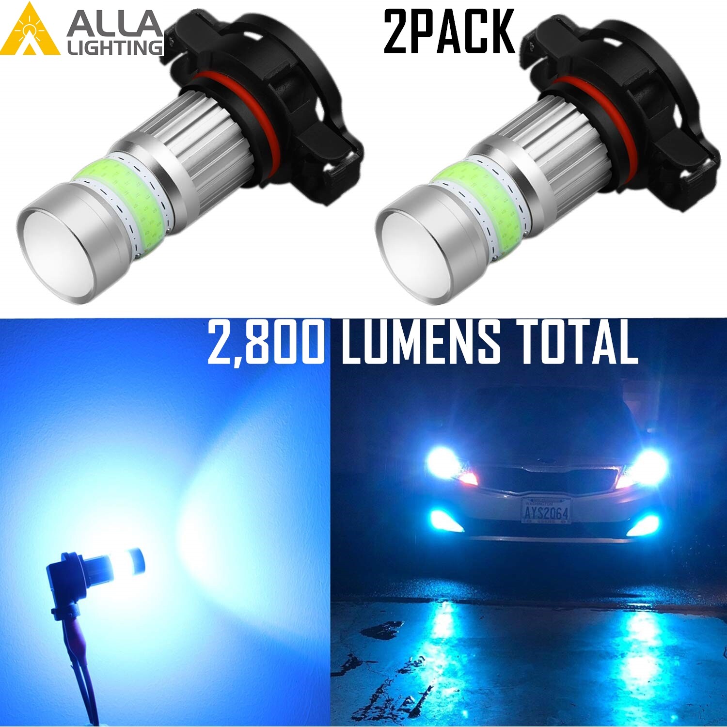 Alla Lighting LED Car Light 12276 PSX24W 2504 Fog Light Bulb ICE Light ...