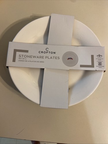 Aldi Crofton White Stoneware Plates Set Of 4 New 9" | eBay