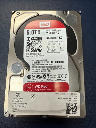 Western Digital Red 6TB Hard Drive 3.5" Internal WD60EFRX - 18k Hours ...