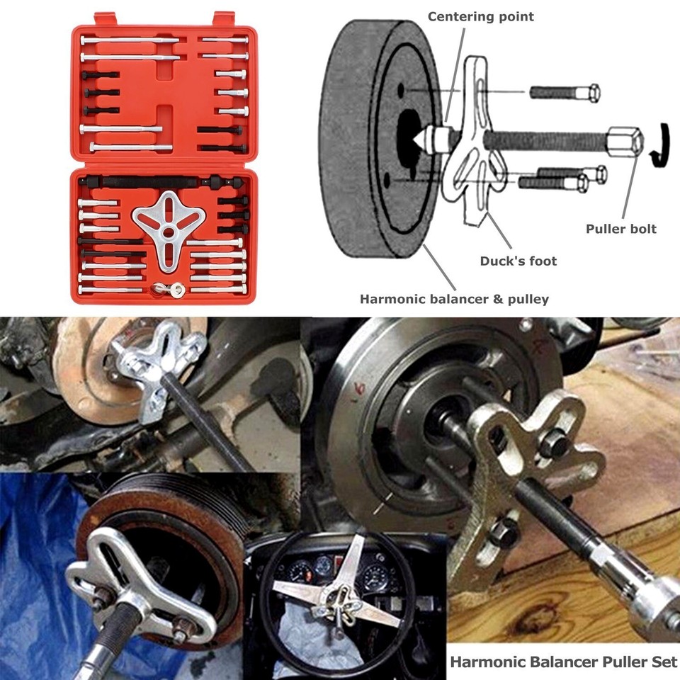 46pc Harmonic Balancer Puller Tool Set Gear Pulley Steering Wheel ...