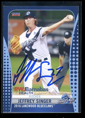2016 Lakewood Blueclaws JEFFREY JEFF SINGER Signed Card autograph auto ...