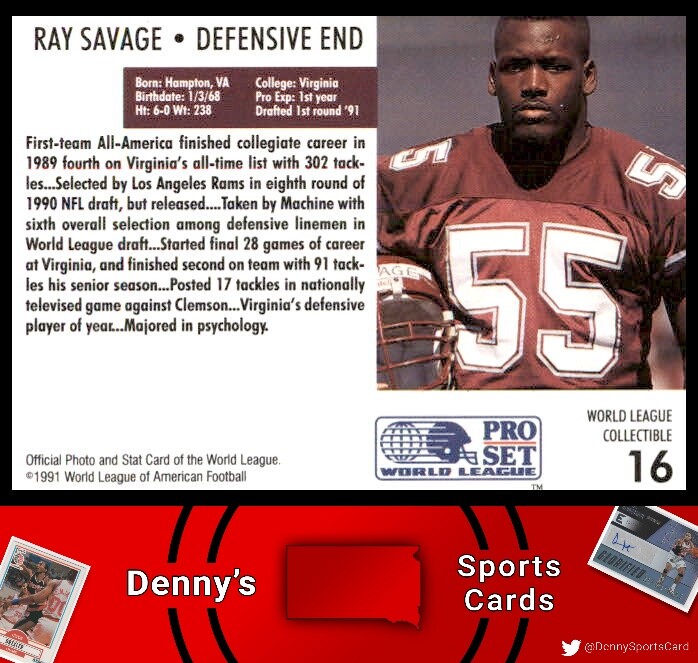 1991 Pro Set #16 Ray Savage Montreal Machine Football Card | eBay