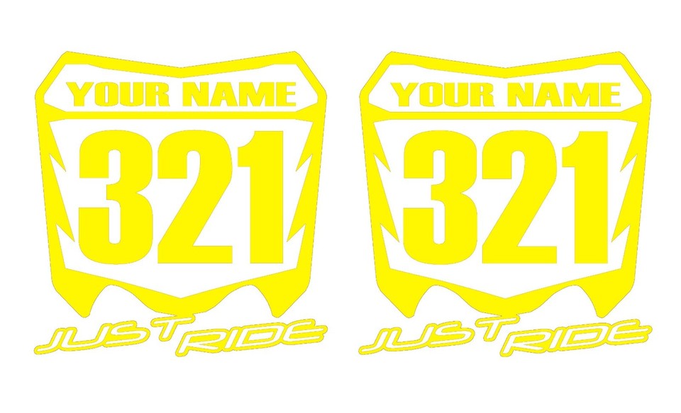 MOTOCROSS NUMBER PLATE DECAL STICKER CUSTOM NAME # MX HONDA CR CRF KX ...