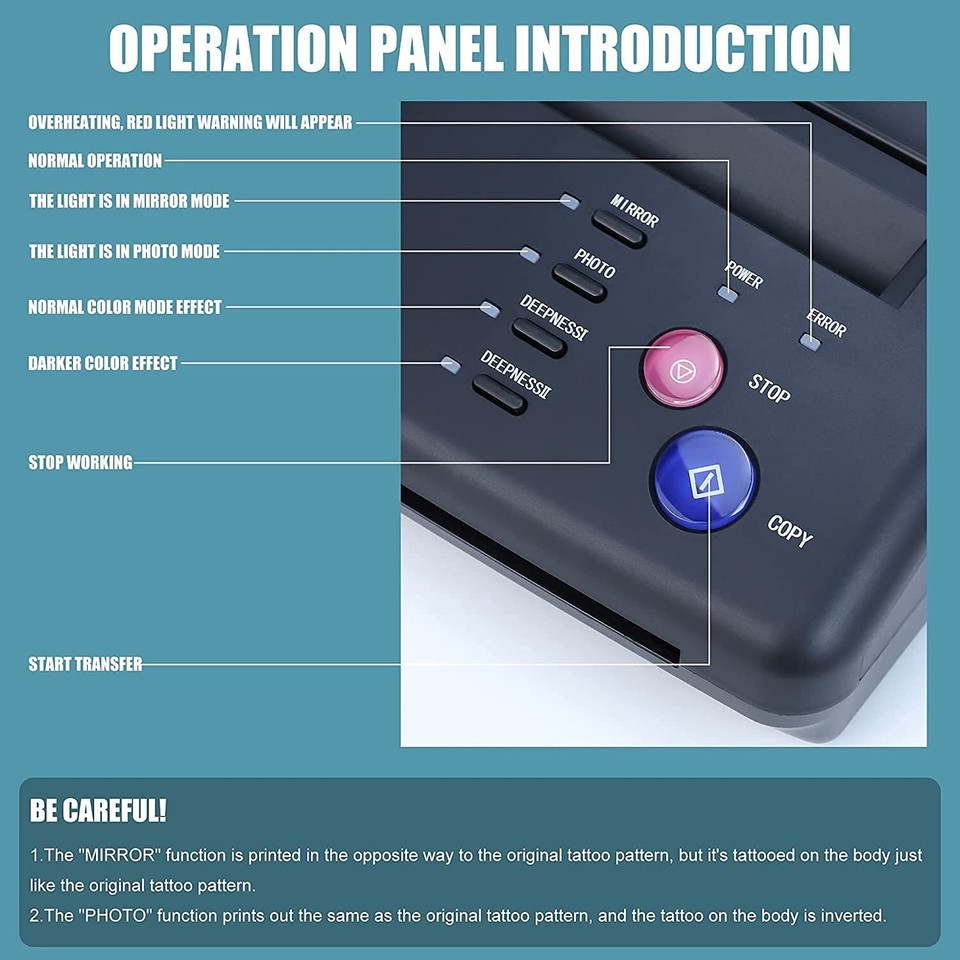 Tattoo Transfer Stencil Machine Copier Printer Thermal Tattoo Kit ...
