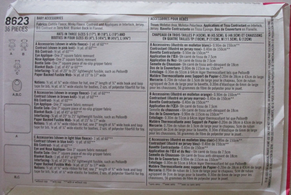 Simplicity Sewing Pattern #8623, Baby Blanket, Bib, Hat, Booties, and ...