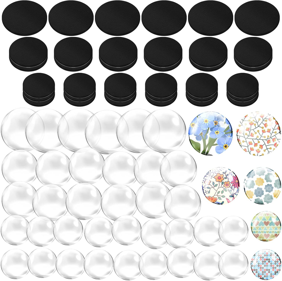 72 Pieces Crafts Magnets Glass Set round Fridge Magnets with Adhesive ...