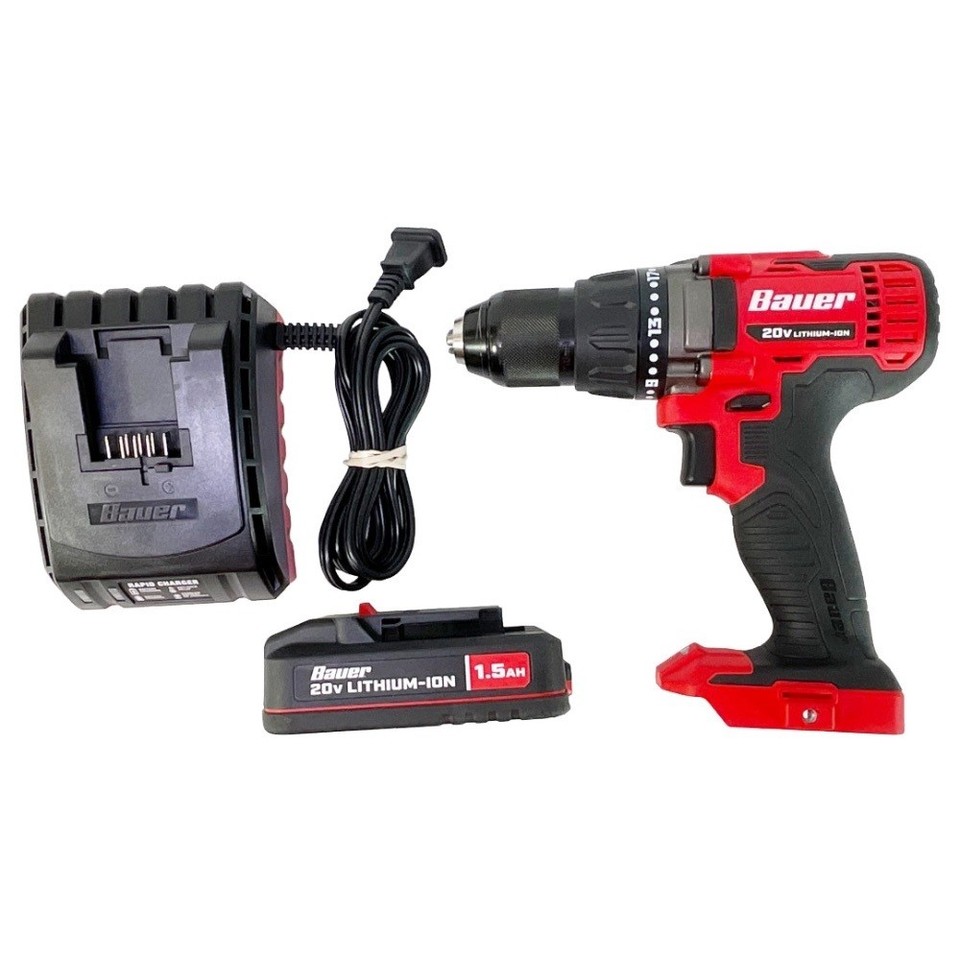 Bauer 1791C-B1 20VDC 20V Cordless,1/2" Drill/Driver w/ 1.5Ah Battery ...