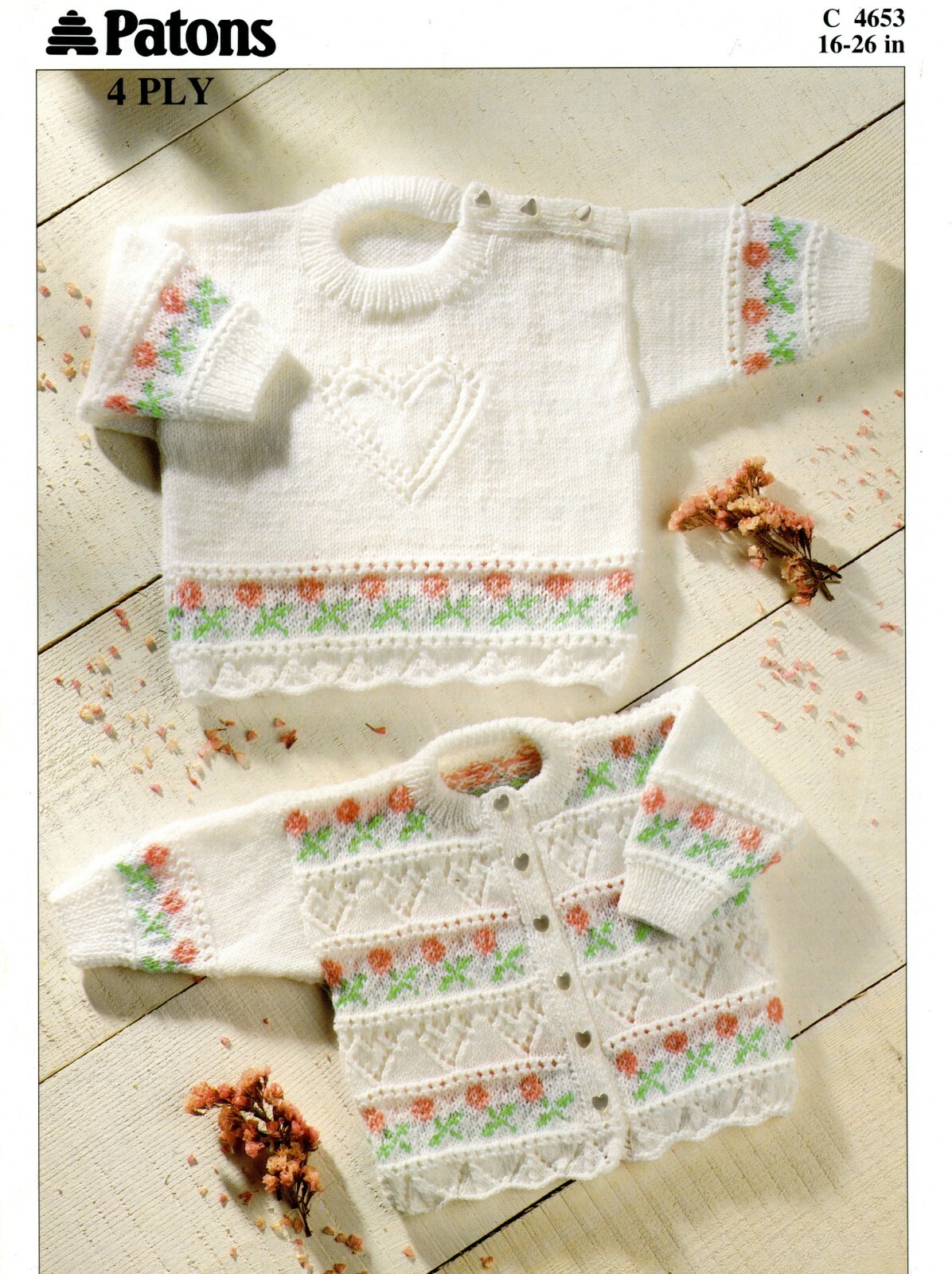 Patons 4-Ply Knitting Pattern #C-4653 - Cardigan & Sweater NB-6yrs ...