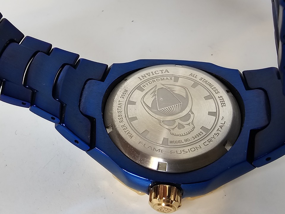 Invicta Hydromax Automatic Double Open Heart Watch 50mm 34563 Blue | eBay
