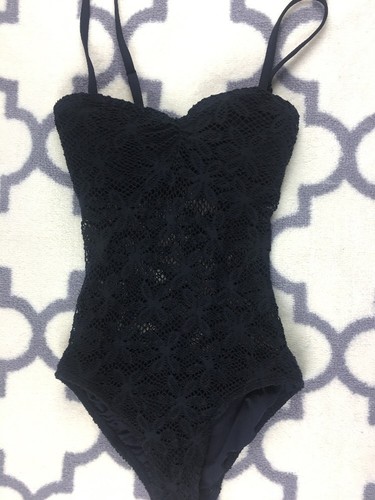 Coco Rave black crochet Back Swimsuit small 32 C Lucky Lace Bandeau ...
