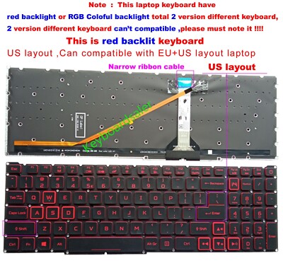 US Red Backlit Keyboard For Acer Nitro 5 AN517-41 AN517-53 AN517-54 ...