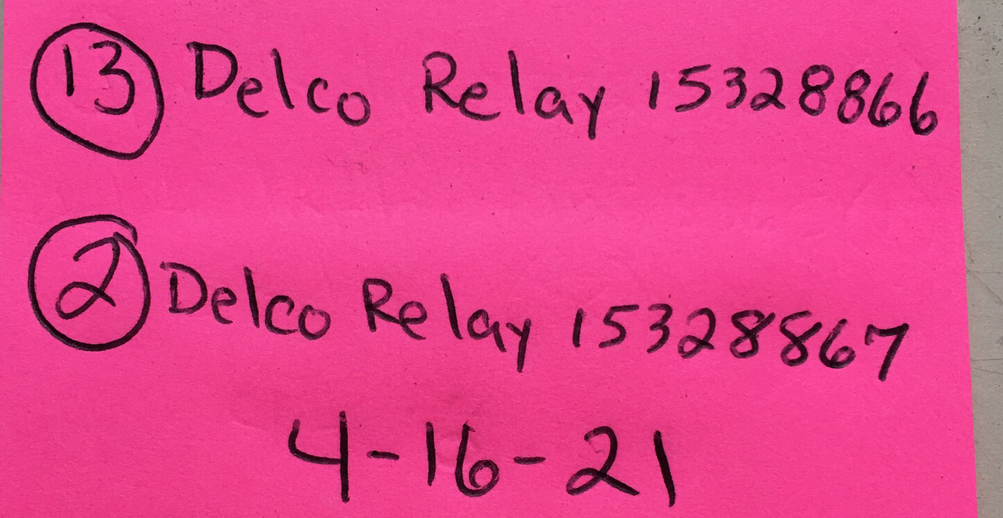 (13) 15328866 & (2) 15328867 AC DELCO GM RELAYS , Set of 15 ****USED ...