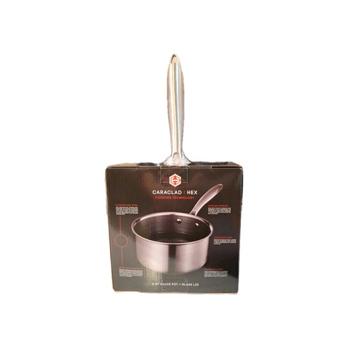 HEX Caraclad Cookware 2QT Quart Sauce Pot Pan + With Glass Lid Modern ...