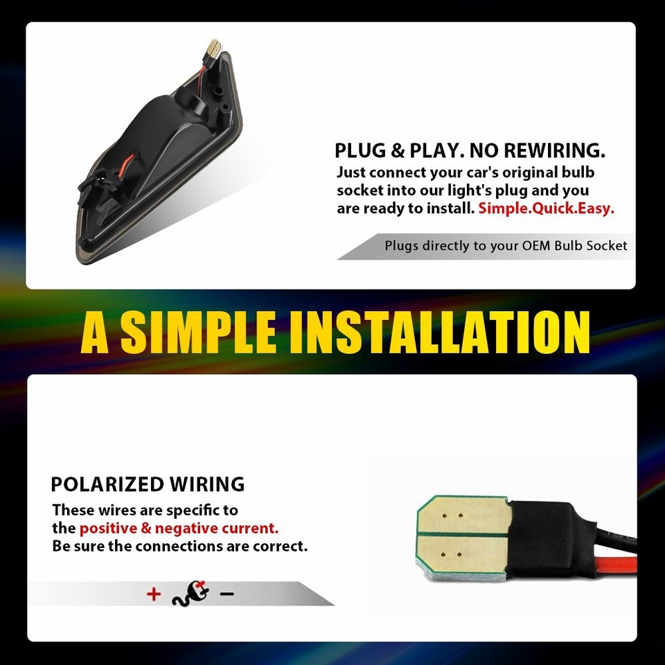 LED Bumper Side Marker Lights For 2012-14 Mercedes Benz W204 C250 C350C ...