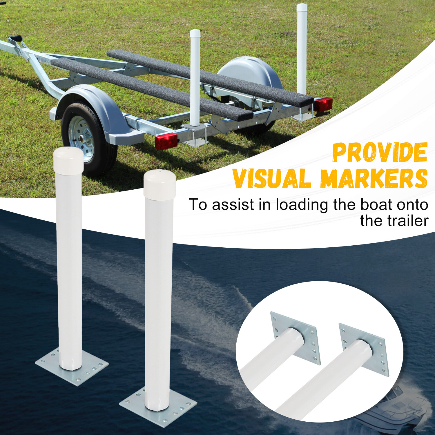 Pair Of Trailer Post Guide-On Guide On Post For Boat Zinc-Plated Steel ...