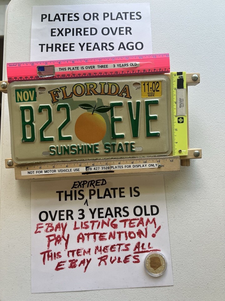 FLORIDA LICENSE PLATE”EVE” sale Helps Fund MERCY 🚢 Ships! | eBay