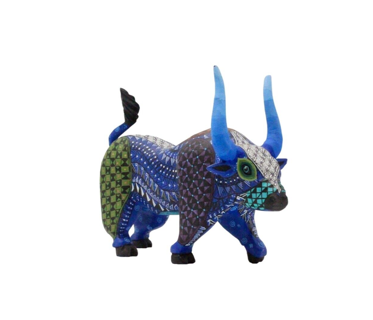 Alebrije bull wood carvings, handmade bull sculpture, mexican folk art ...