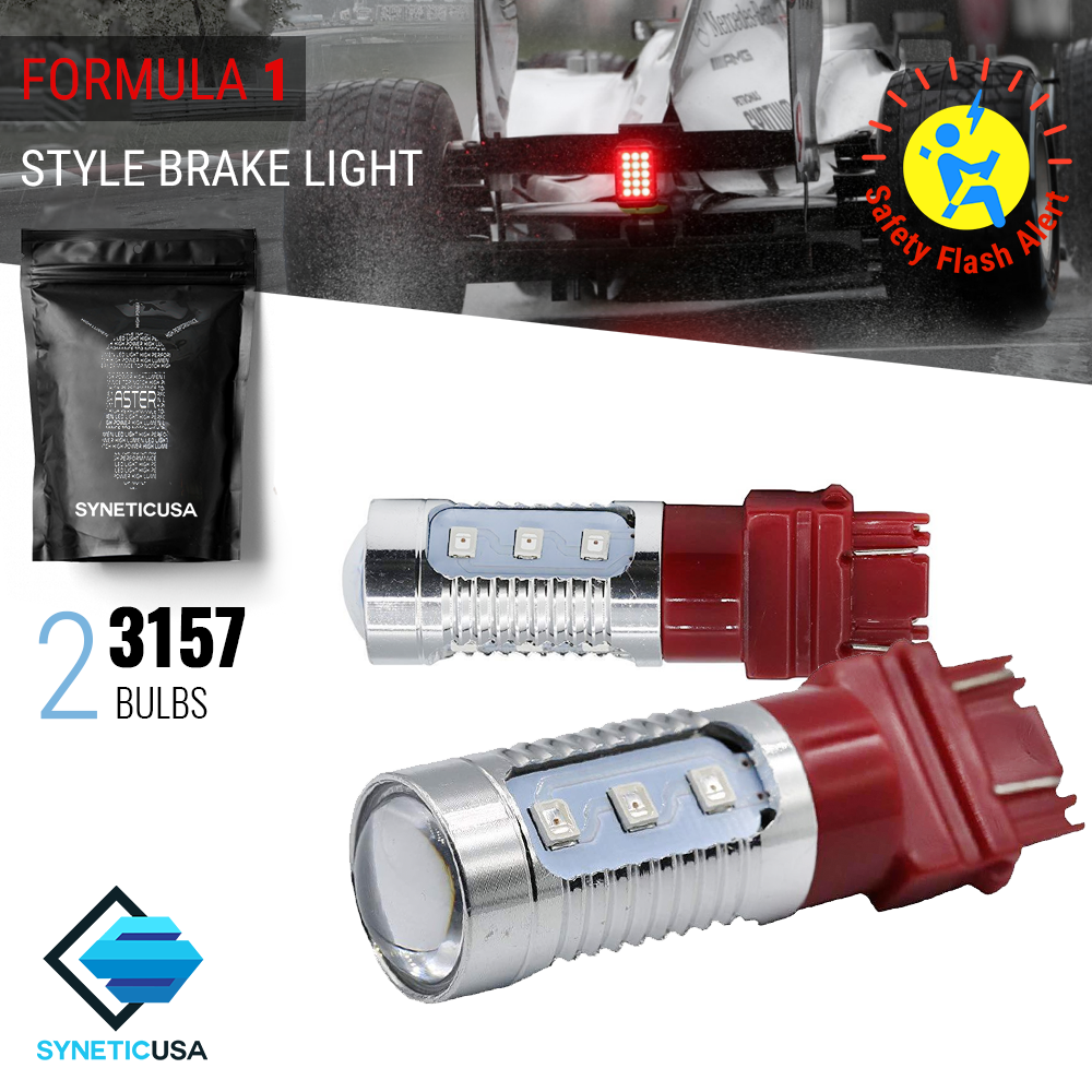 2x 3157/3457K Bright Red Flash Strobe Blinker Rear Brake Tail LED Light ...