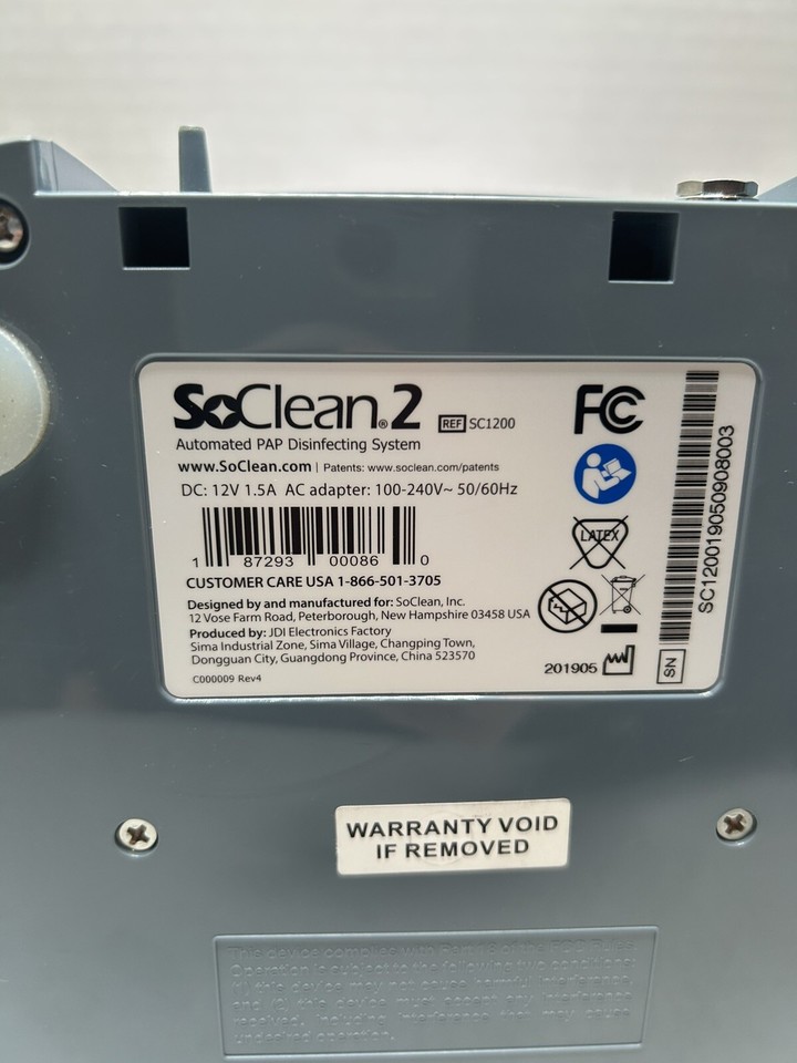 SO CLEAN 2 -CPAP SC1200 Machine Cleaner Sanitizer w/Power Cord ~ It ...