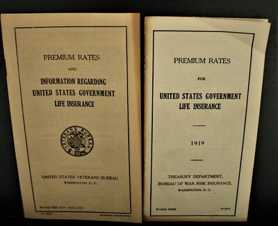 1919 1922 UNITED STATES GOVERNMENT LIFE INSURANCE BOOKLETS VETERANS ...