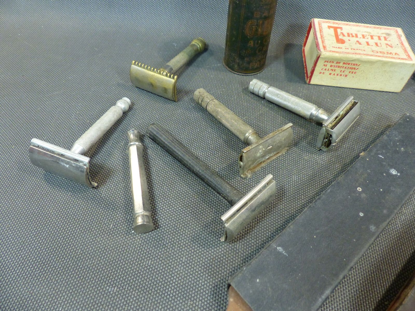 Lot Of Various Barber Items Vintage Straight Razors Leather Sharpener ...
